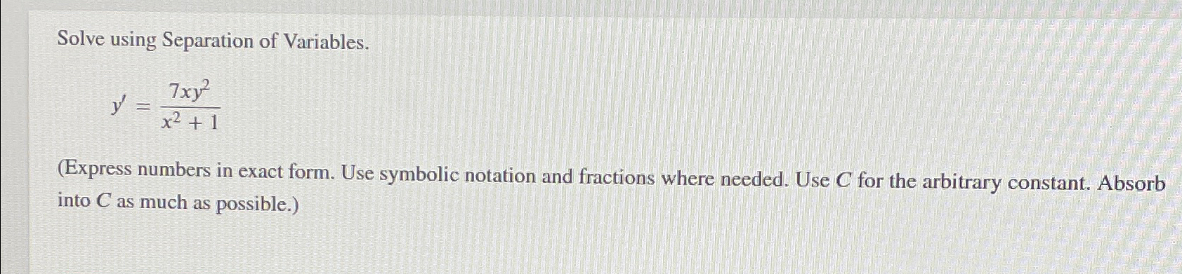 Solved Solve using Separation of | Chegg.com