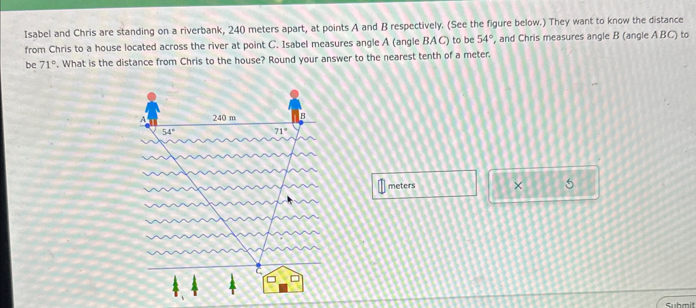 Solved Isabel and Chris are standing on a riverbank, 240 | Chegg.com