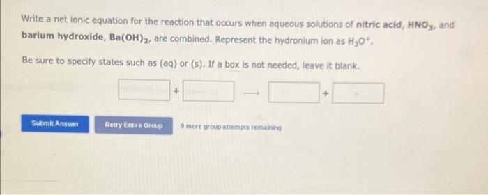 Solved When an aqueous solution of nitric acid, HNO3(aq), | Chegg.com