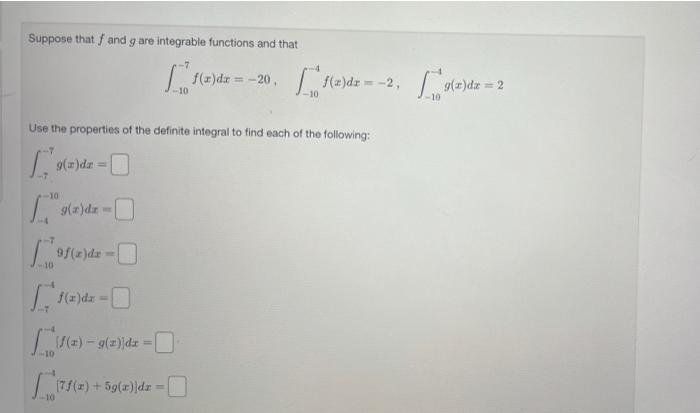 Solved Suppose that f and g are integrable functions and | Chegg.com