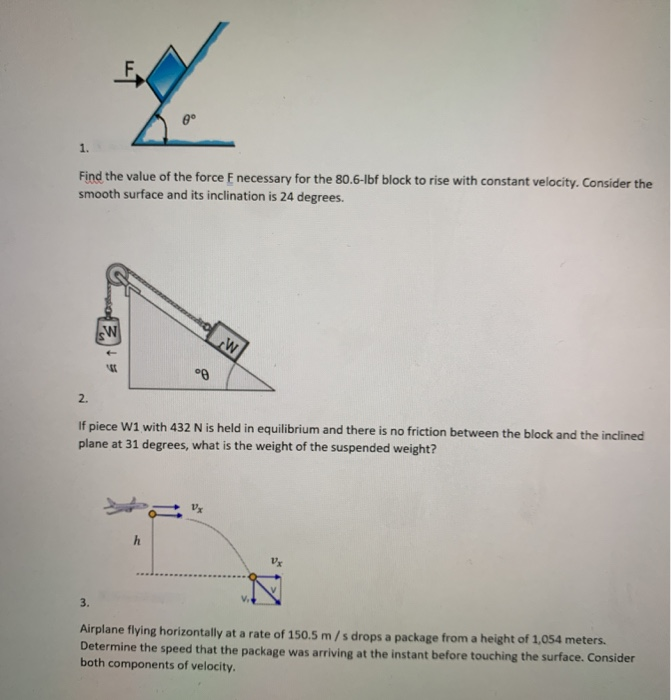 Solved gº 1. Find the value of the force E necessary for the | Chegg.com
