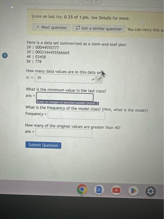 Solved Score on last try: 0.25 of 1 pts. See Details for | Chegg.com