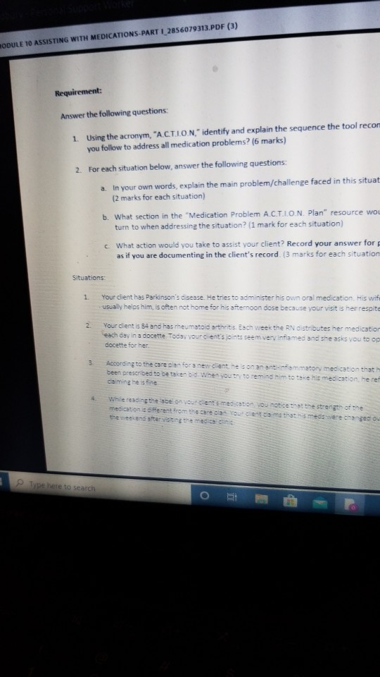 Solved MODULE 10 ASSISTING WITH MEDICATIONS-PART I | Chegg.com