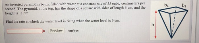 Solved An inverted pyramid is being filled with water at a | Chegg.com