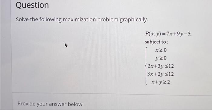 Solved Solve the following maximization problem graphically. | Chegg.com