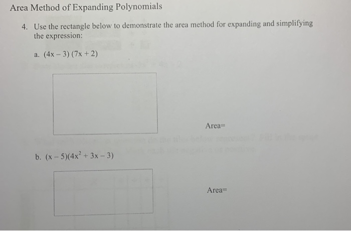 Solved Area Method of Expanding Polynomials 4. Use the | Chegg.com