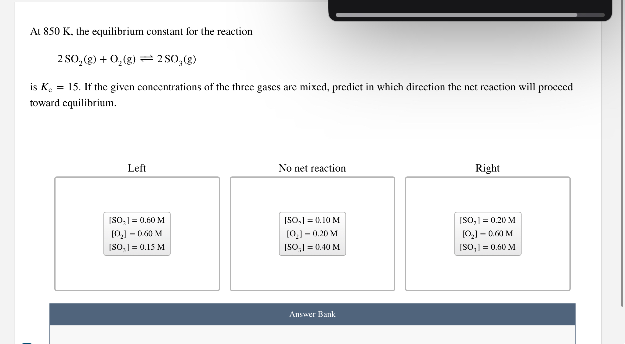 Solved At 850 ﻿K , ﻿the equilibrium constant for the | Chegg.com