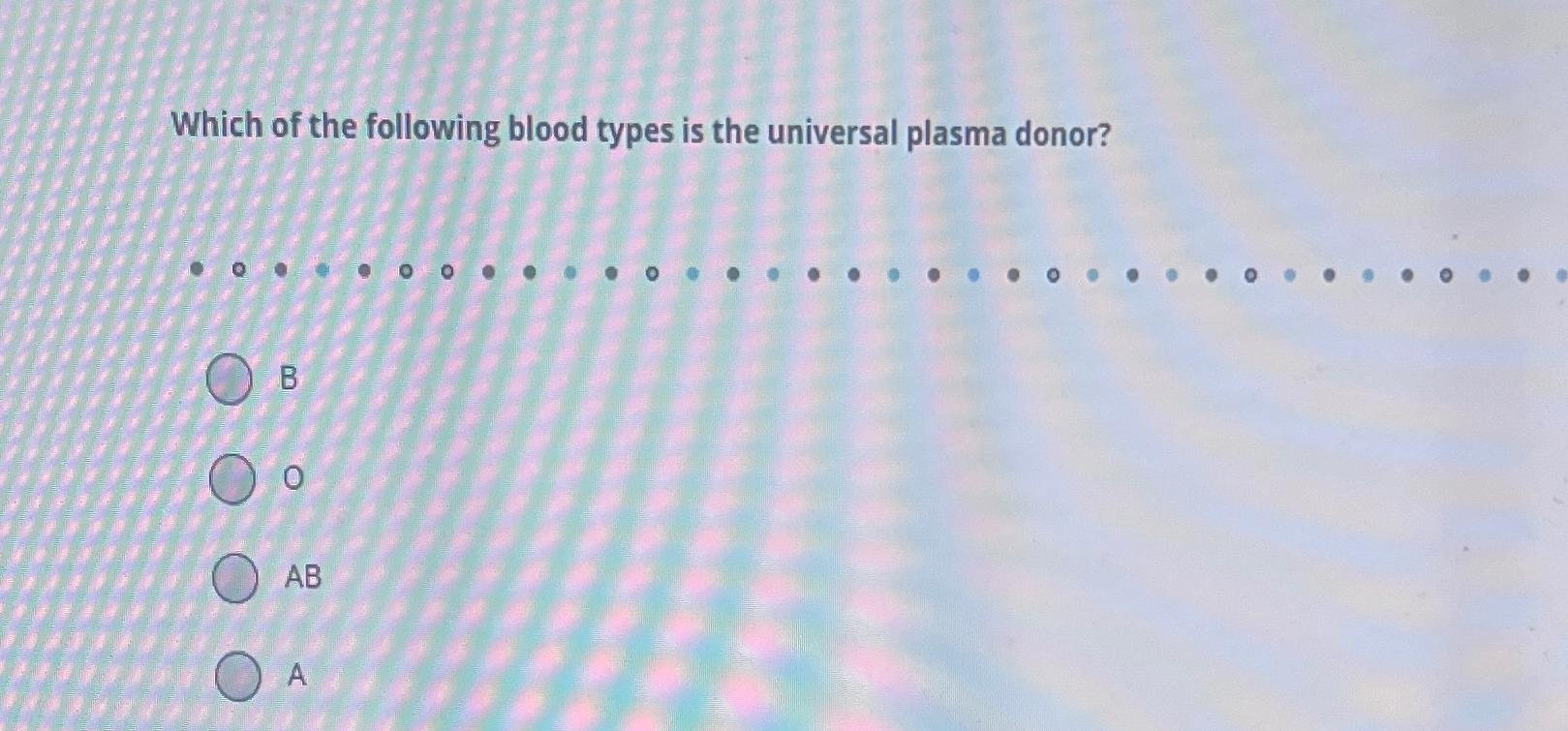 Solved Which of the following blood types is the universal | Chegg.com