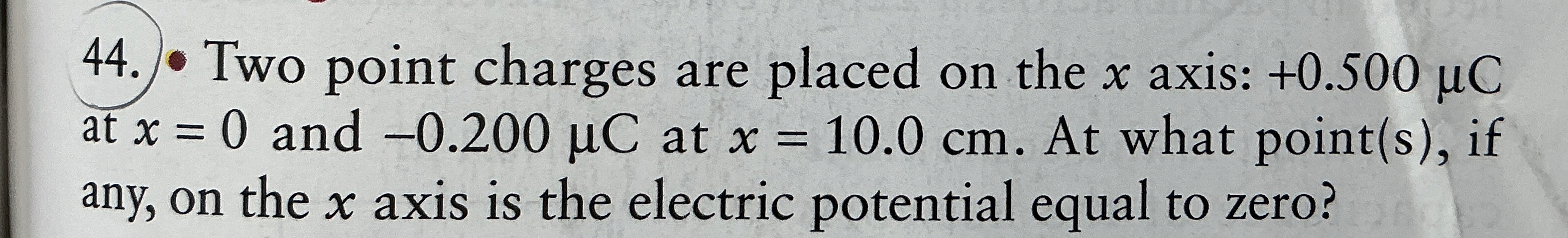 Solved Two point charges are placed on the x ﻿axis: +0.500μC | Chegg.com