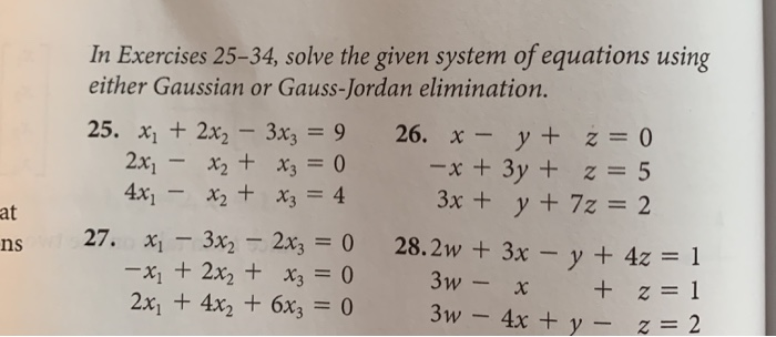Solved In Exercises 25-34, solve the given system of | Chegg.com