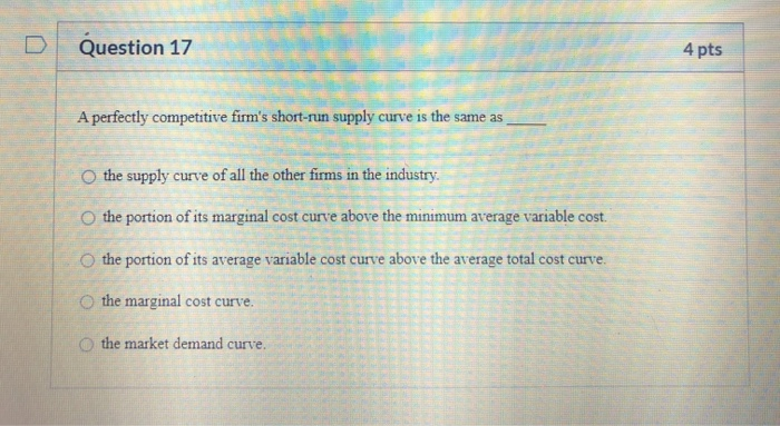 Solved Question 14 4 pts Suppose a price-taking firm | Chegg.com