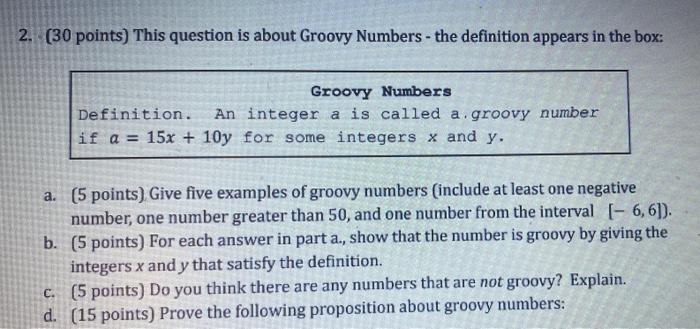 Solved 2. (30 points) This question is about Groovy Numbers | Chegg.com