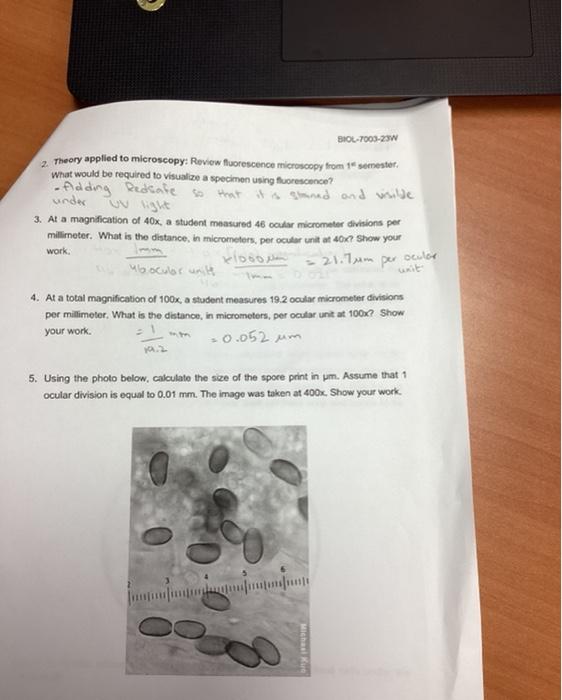 Solved 2. Theory applied to microscopy: Review fluorescence | Chegg.com