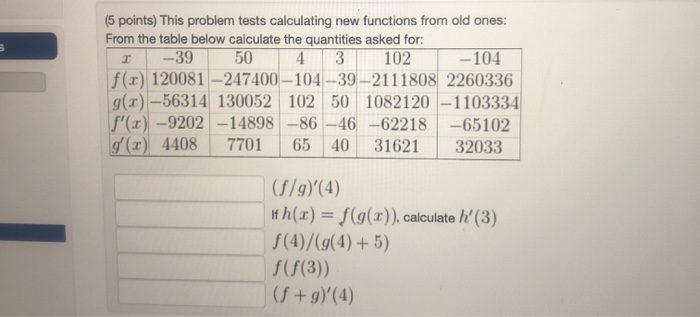 Solved (4 points) This problem tests calculating new | Chegg.com
