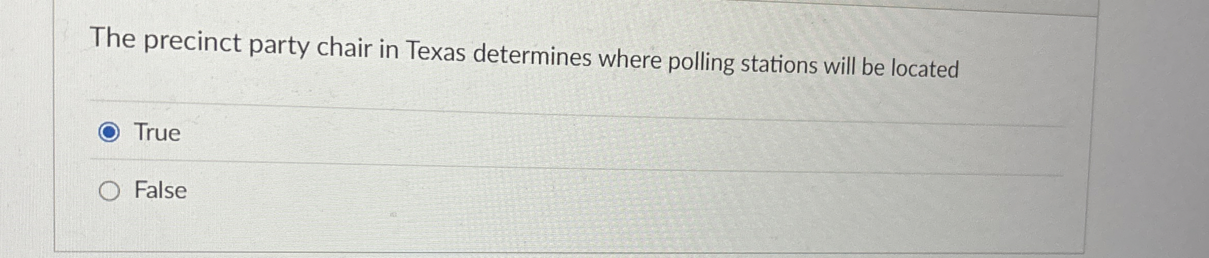 Solved The precinct party chair in Texas determines where | Chegg.com