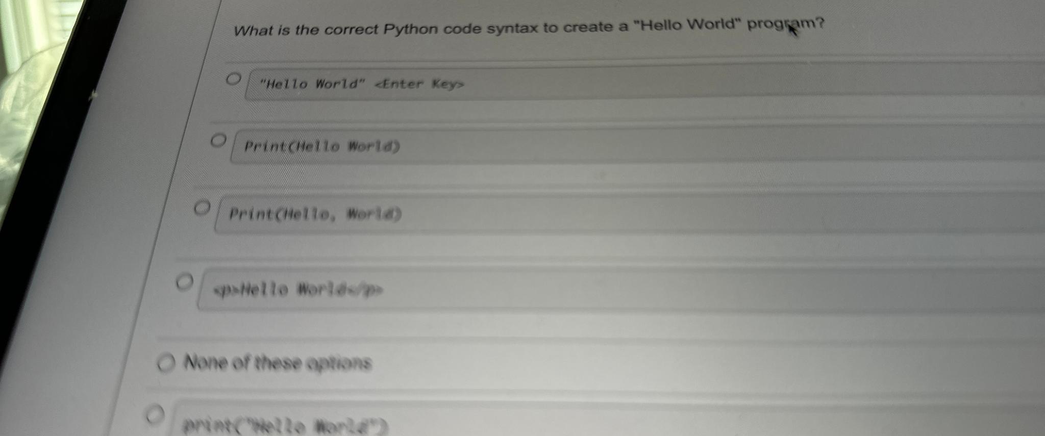 Solved What is the correct Python code syntax to create a | Chegg.com