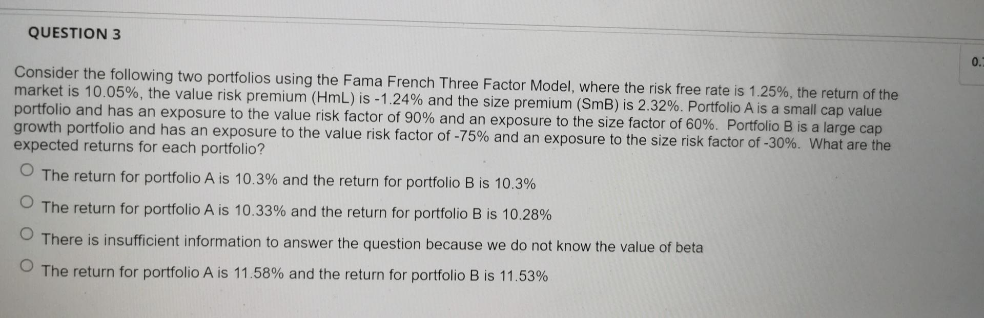 Solved QUESTION 3 0.1 Consider the following two portfolios | Chegg.com