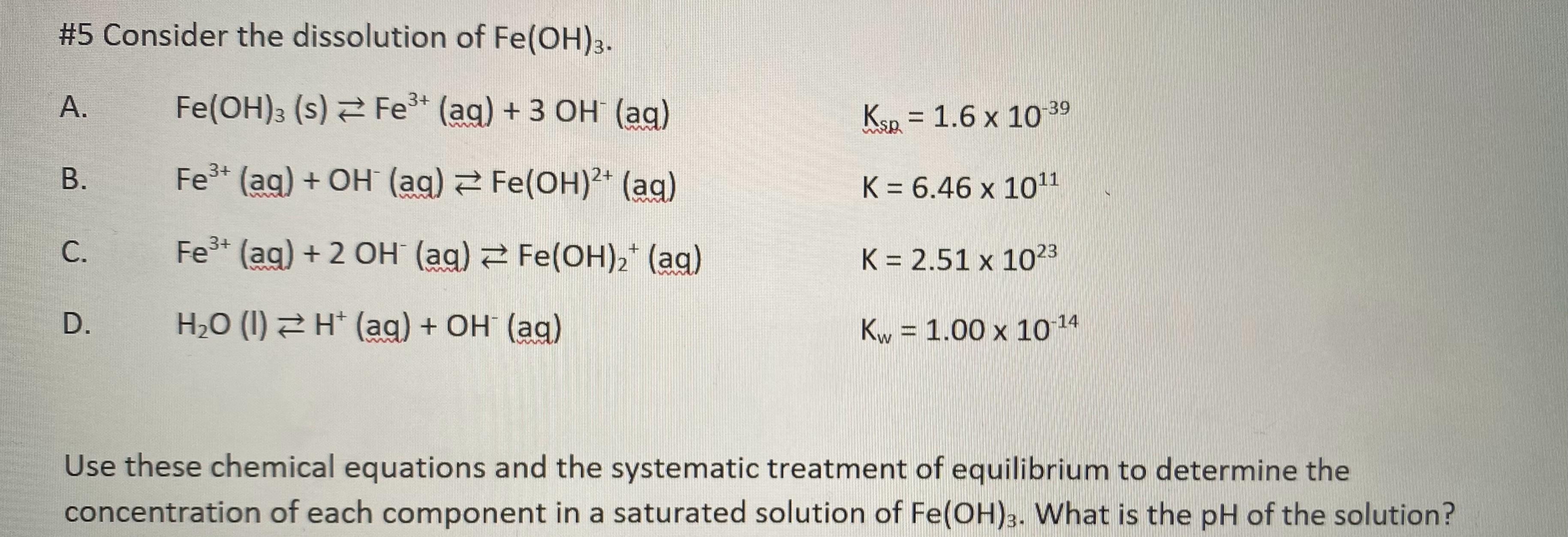 Solved #5 ﻿Consider the dissolution of | Chegg.com