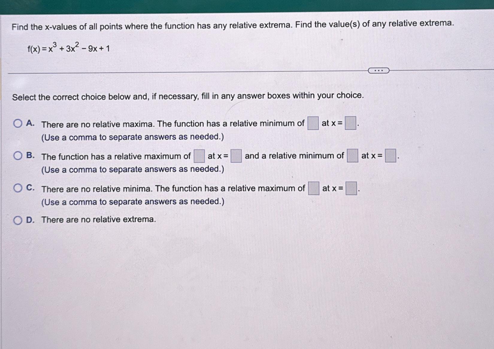 Solved Find the x-values of all points where the function | Chegg.com