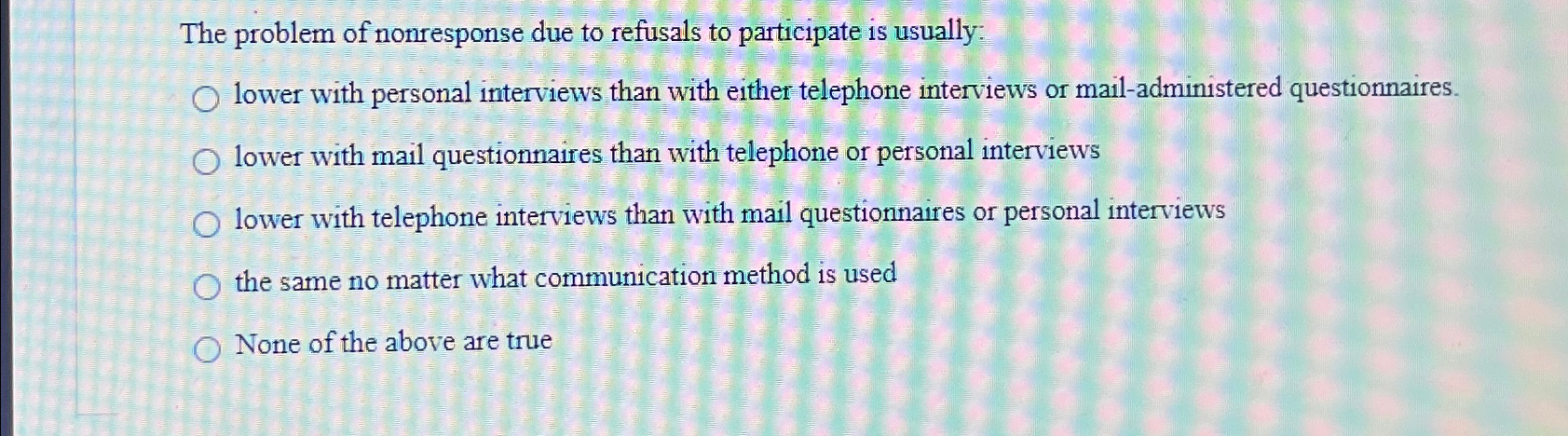 Solved The problem of nonresponse due to refusals to | Chegg.com