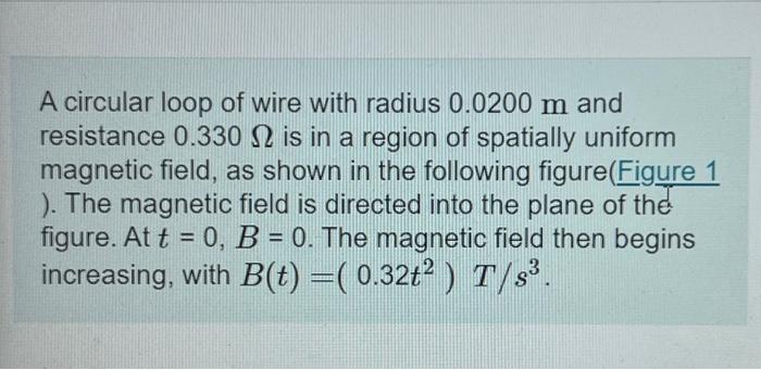 Solved A circular loop of wire with radius 0.0200 m and | Chegg.com