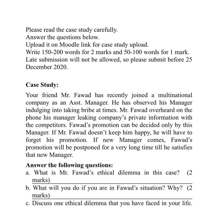 Solved Please read the case study carefully. Answer the | Chegg.com