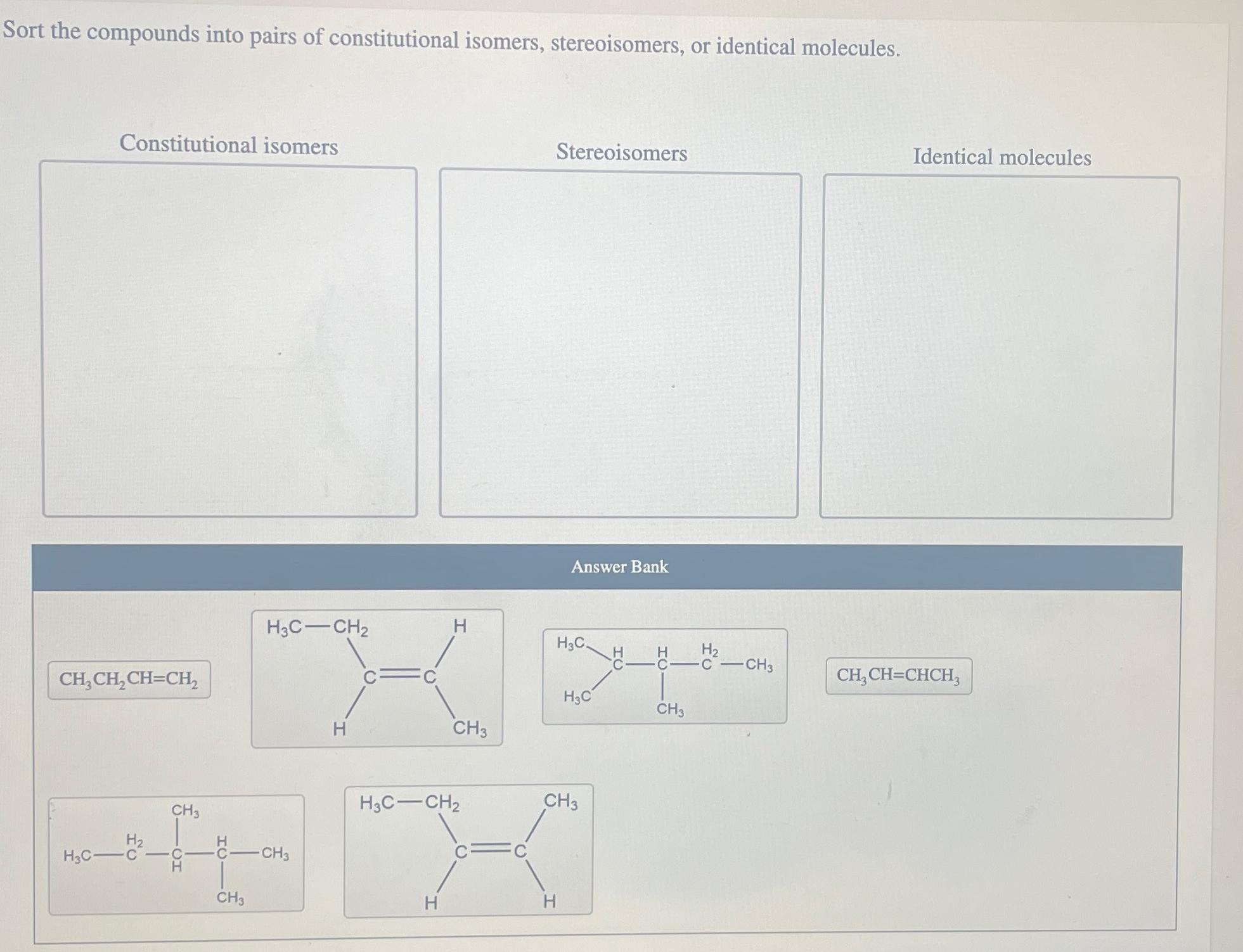 Solved Sort the compounds into pairs of constitutional | Chegg.com