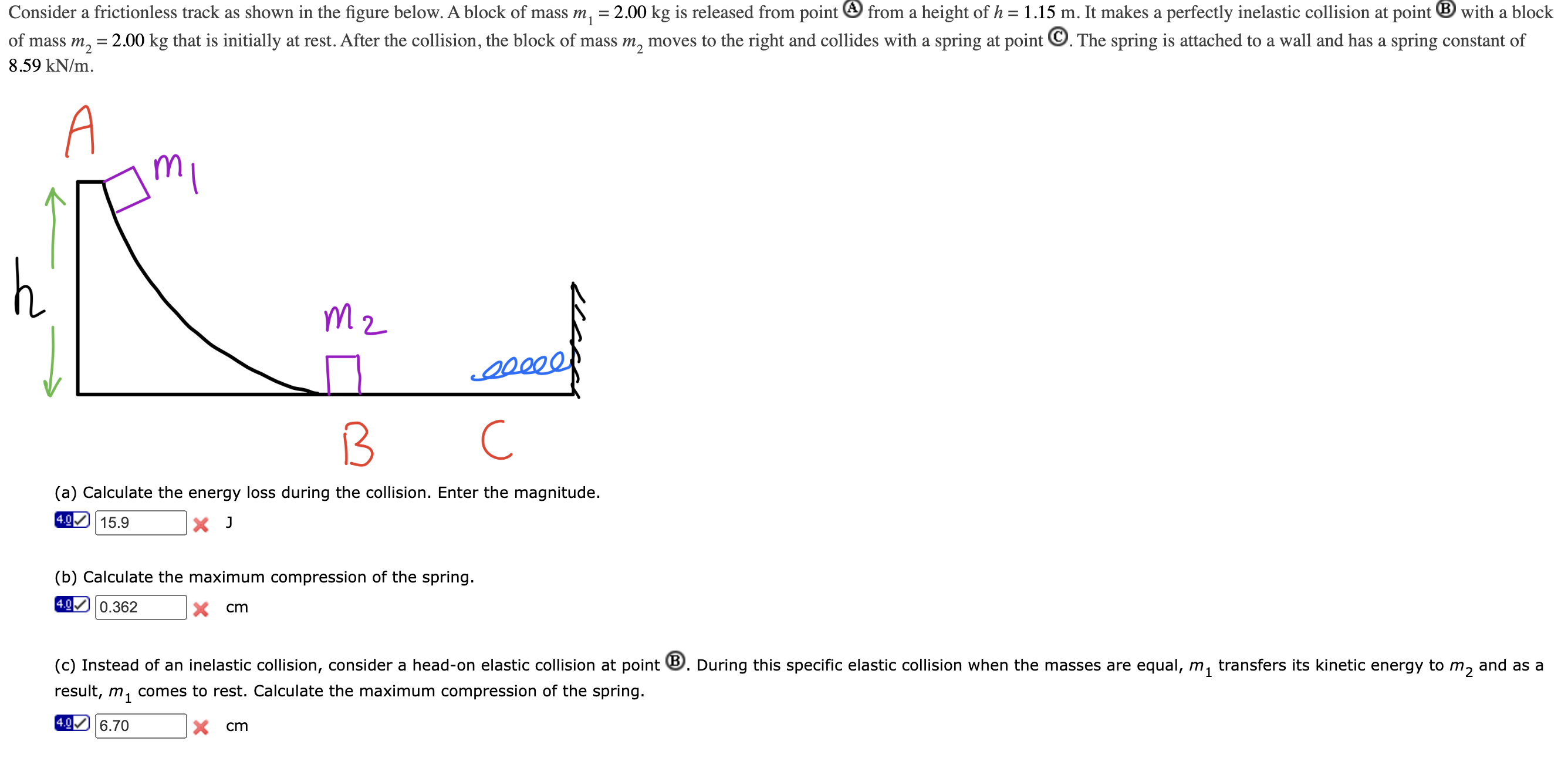 Solved Consider a frictionless track as shown in the figure | Chegg.com