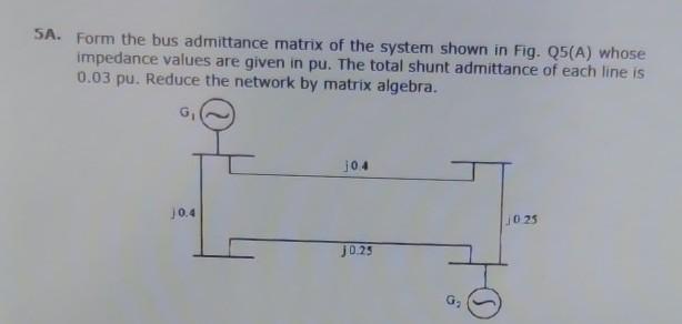 Solved SA. Form the bus admittance matrix of the system | Chegg.com