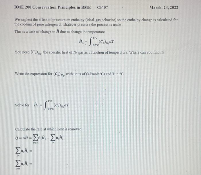Solved BME 200 Conservation Principles in BME СР 07 March | Chegg.com