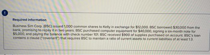 Solved A Business Sim Corp. (BSC) issued 1,000 common shares | Chegg.com