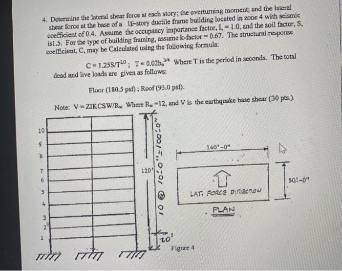 Solved 4. Determine the lateral shear force at each story: | Chegg.com