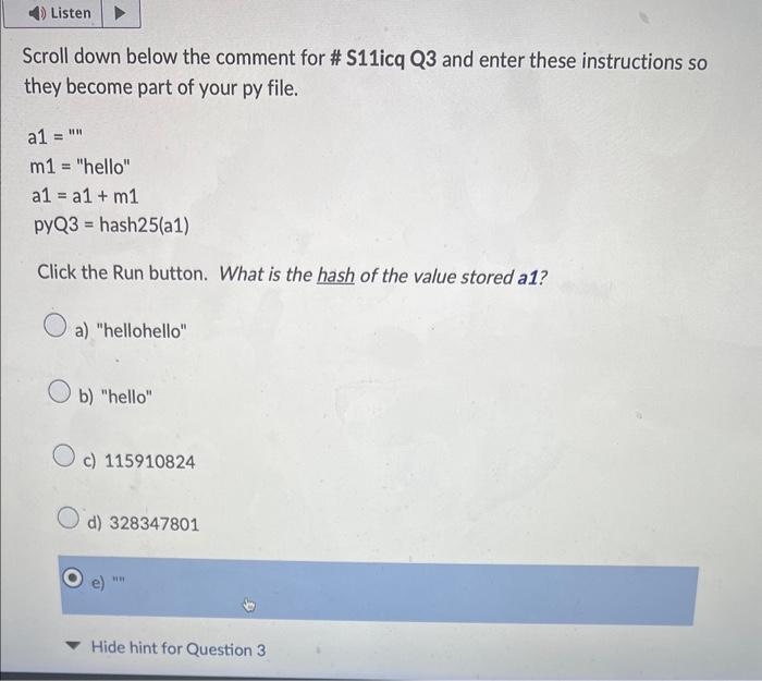 Solved Scroll down below the comment for \# S11icq Q3 and | Chegg.com