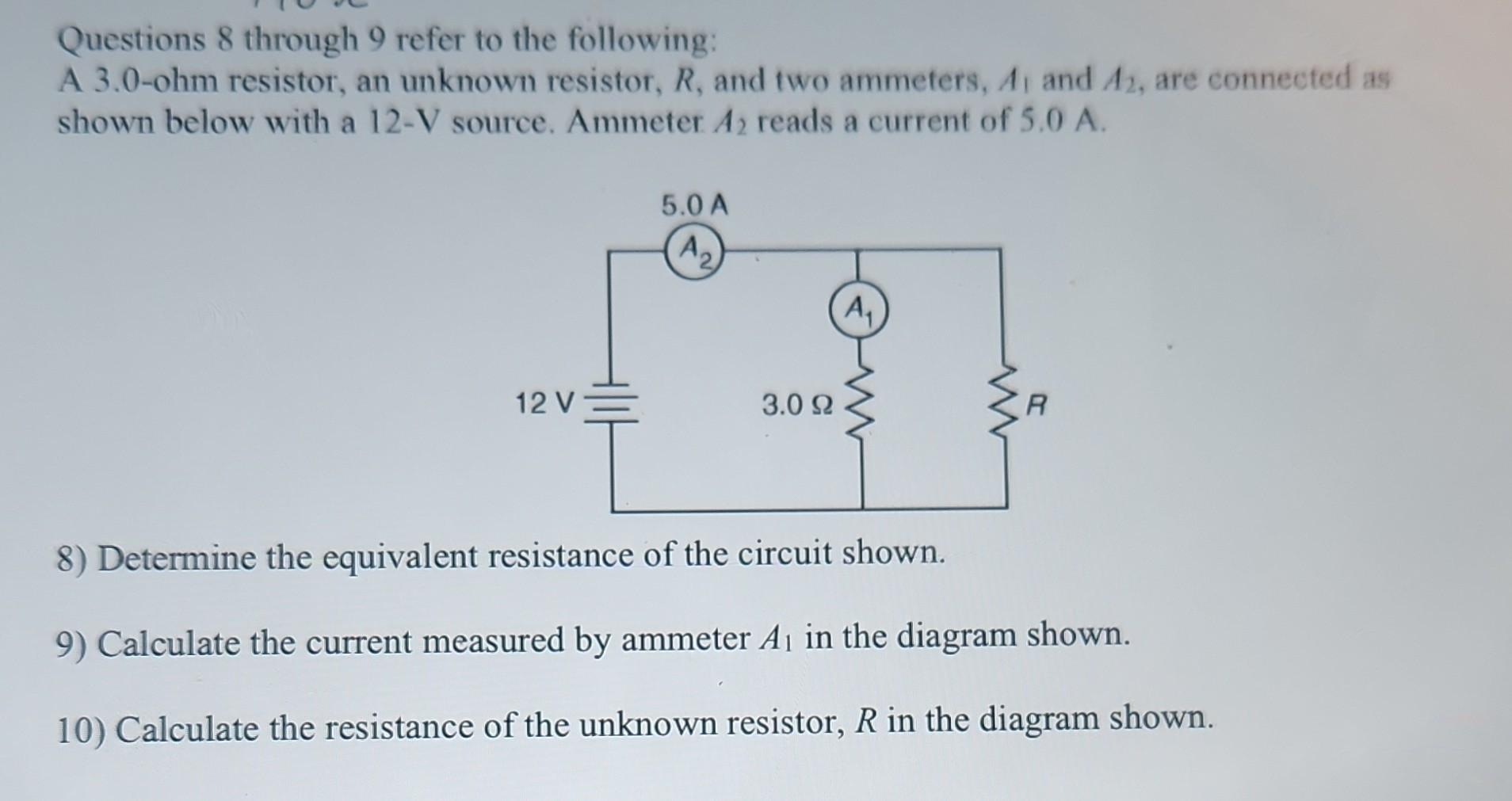 Solved Questions 8 through 9 refer to the following: A | Chegg.com