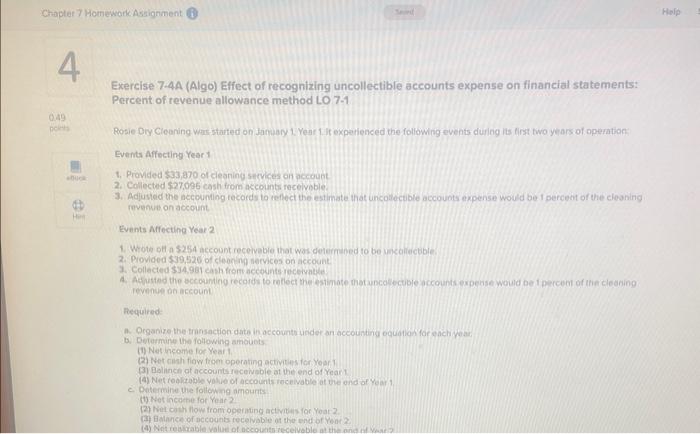 Exercise 7-4A (Algo) Effect of recognizing | Chegg.com