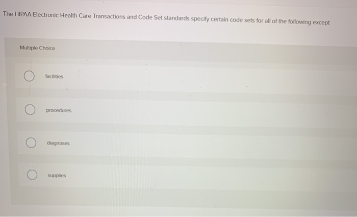 Solved The HIPAA Electronic Health Care Transactions and | Chegg.com