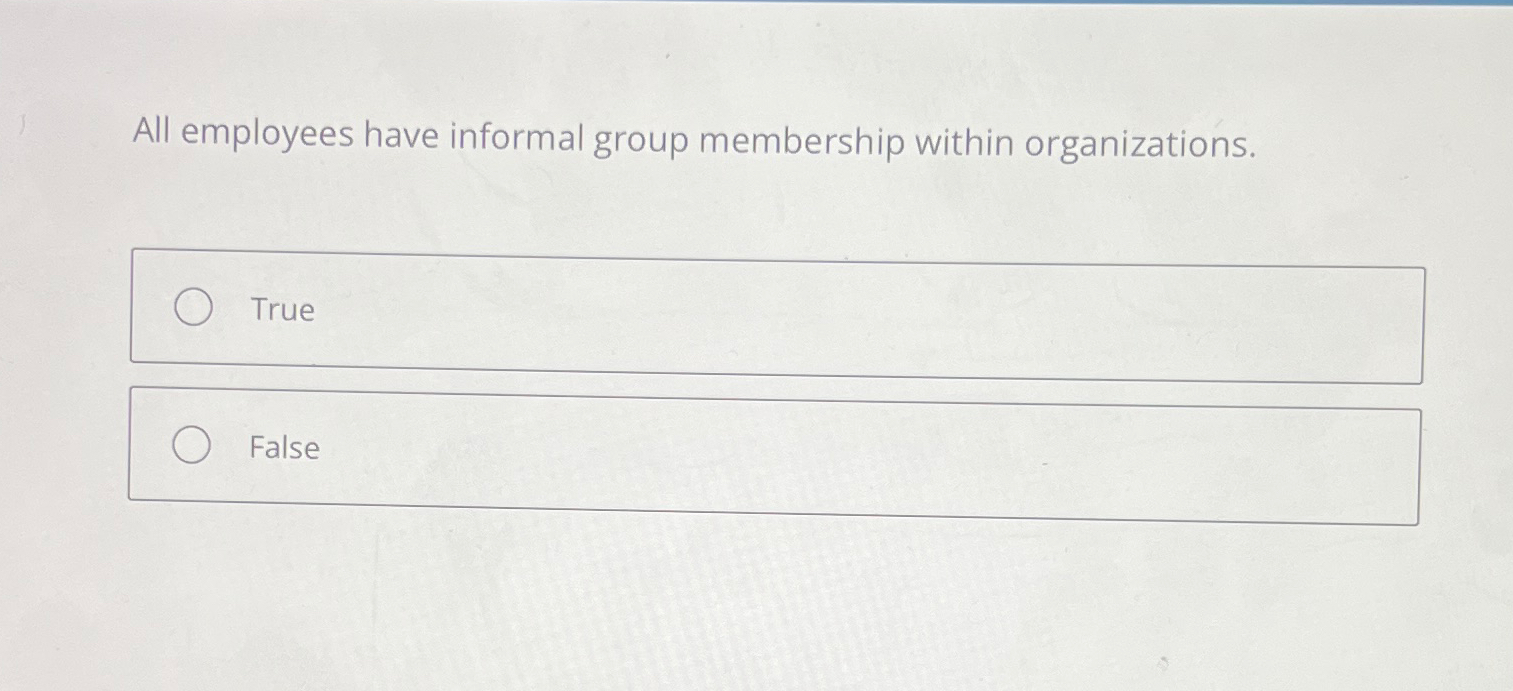 Solved All employees have informal group membership within | Chegg.com