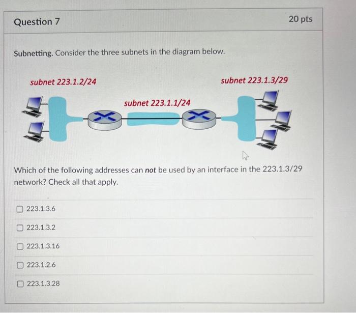 Solved Subnetting. Consider the three subnets in the diagram | Chegg.com Solved Subnetting. Consider the three subnets in the diagram | Chegg.com