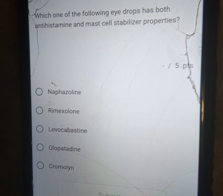 Solved Which one of the following eye drops has both | Chegg.com