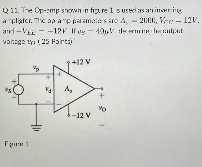 Solved Q 11. The Op-amp shown in figure 1 is used as an | Chegg.com