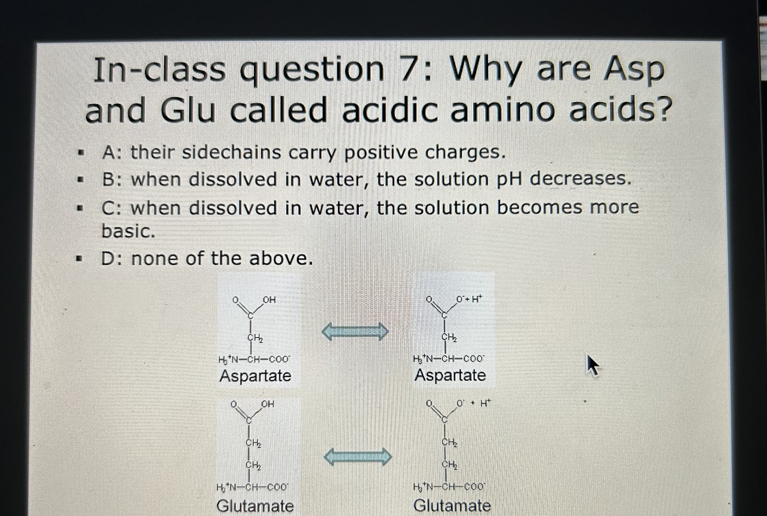 Solved In-class question 7: Why are Asp and Glu called | Chegg.com