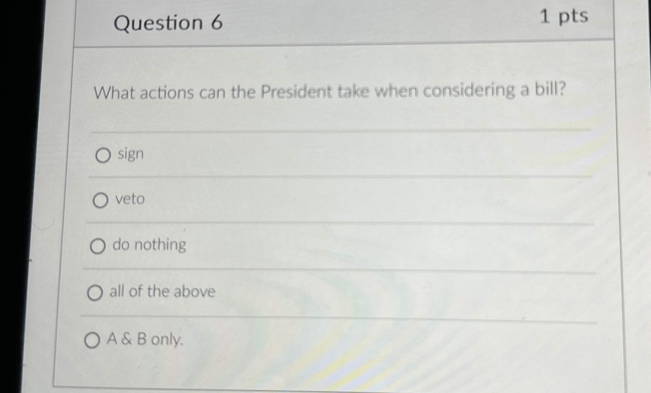 Solved Question 61 ﻿ptsWhat actions can the President take | Chegg.com