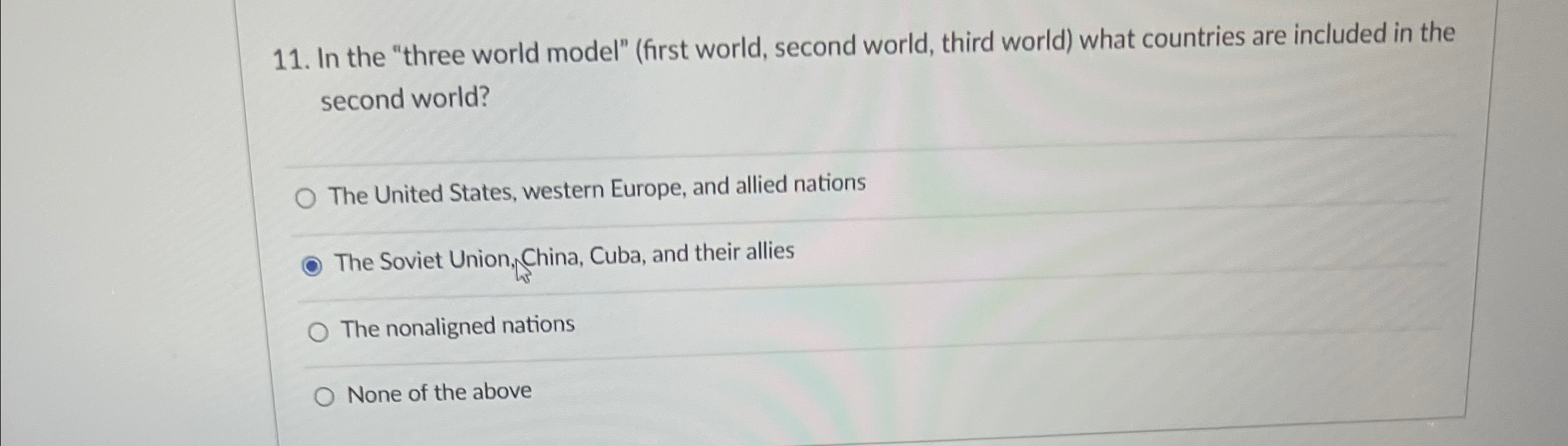 Solved In the "three world model" (first world, second | Chegg.com