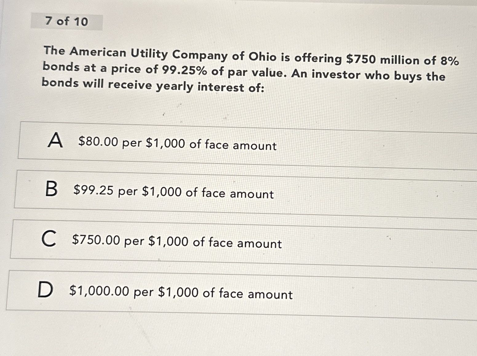 6 ﻿of 10When the first coupon on a bond offering is | Chegg.com