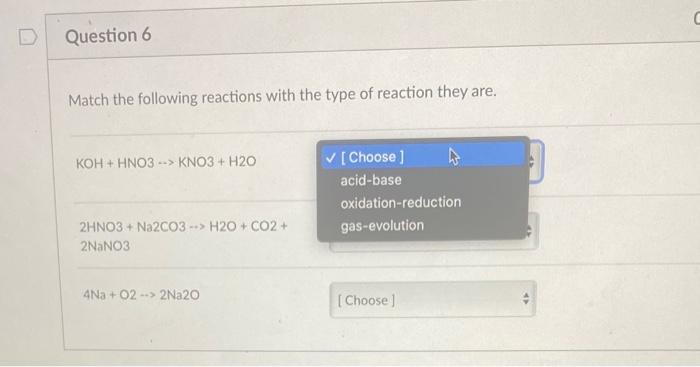 Solved Match the following reactions with the type of | Chegg.com