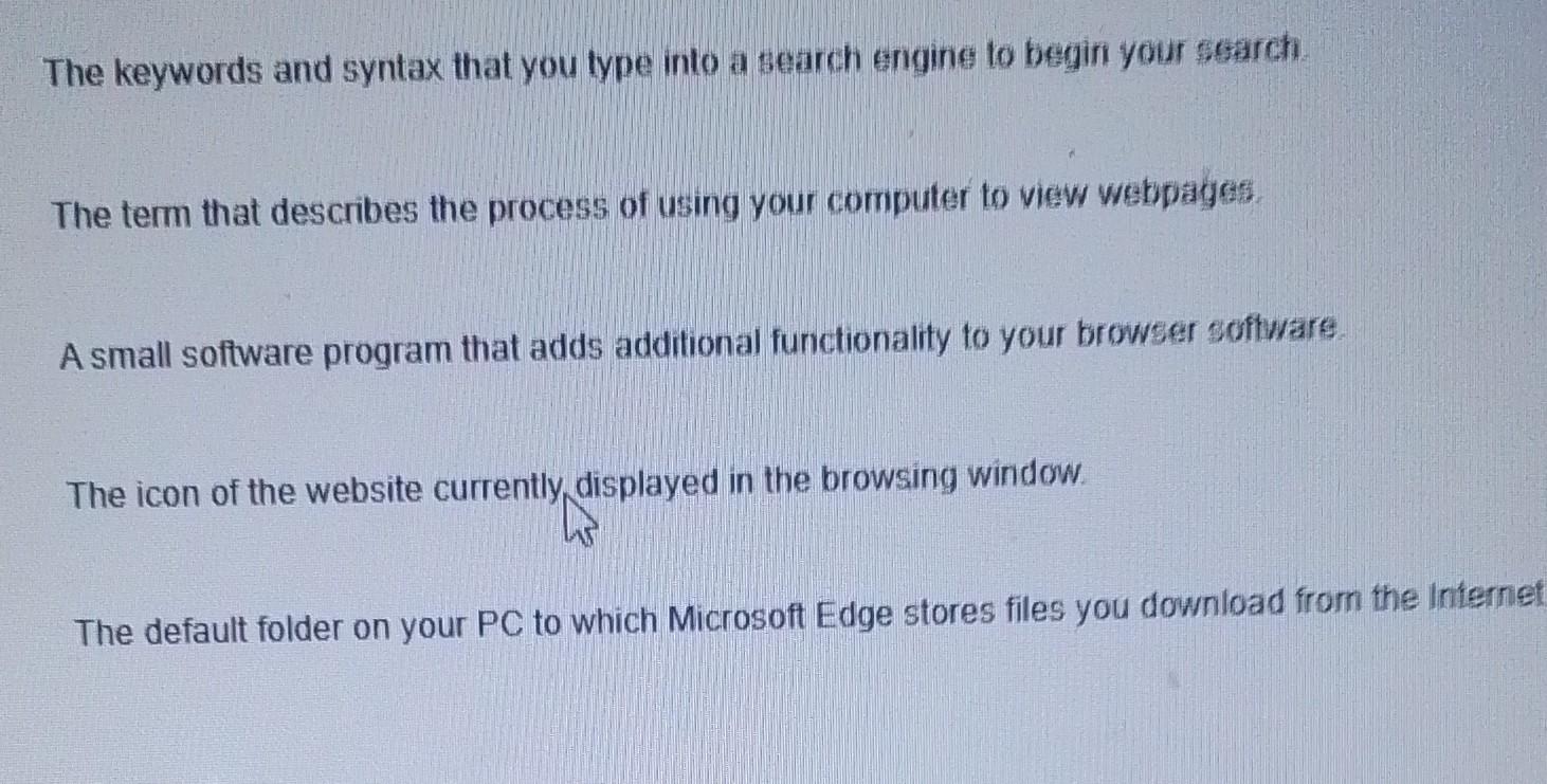 The keywords and syntax that you type into a search | Chegg.com