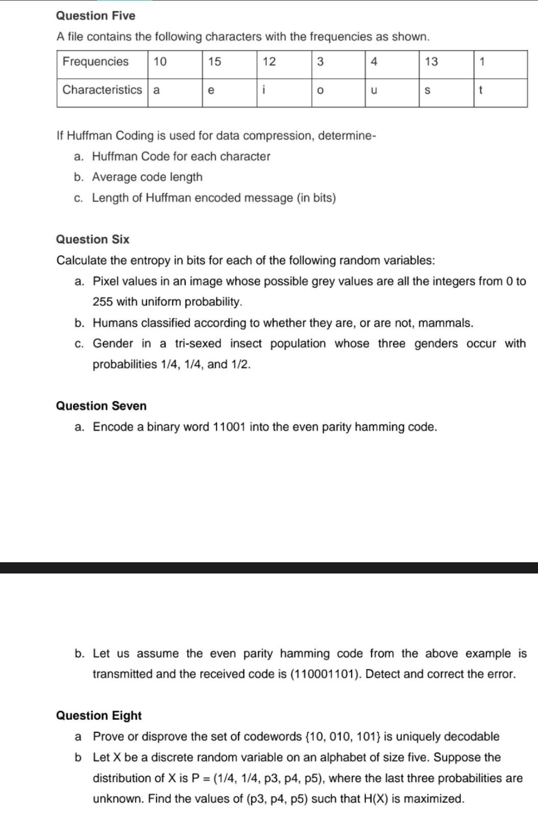 Solved Question Five A file contains the following | Chegg.com