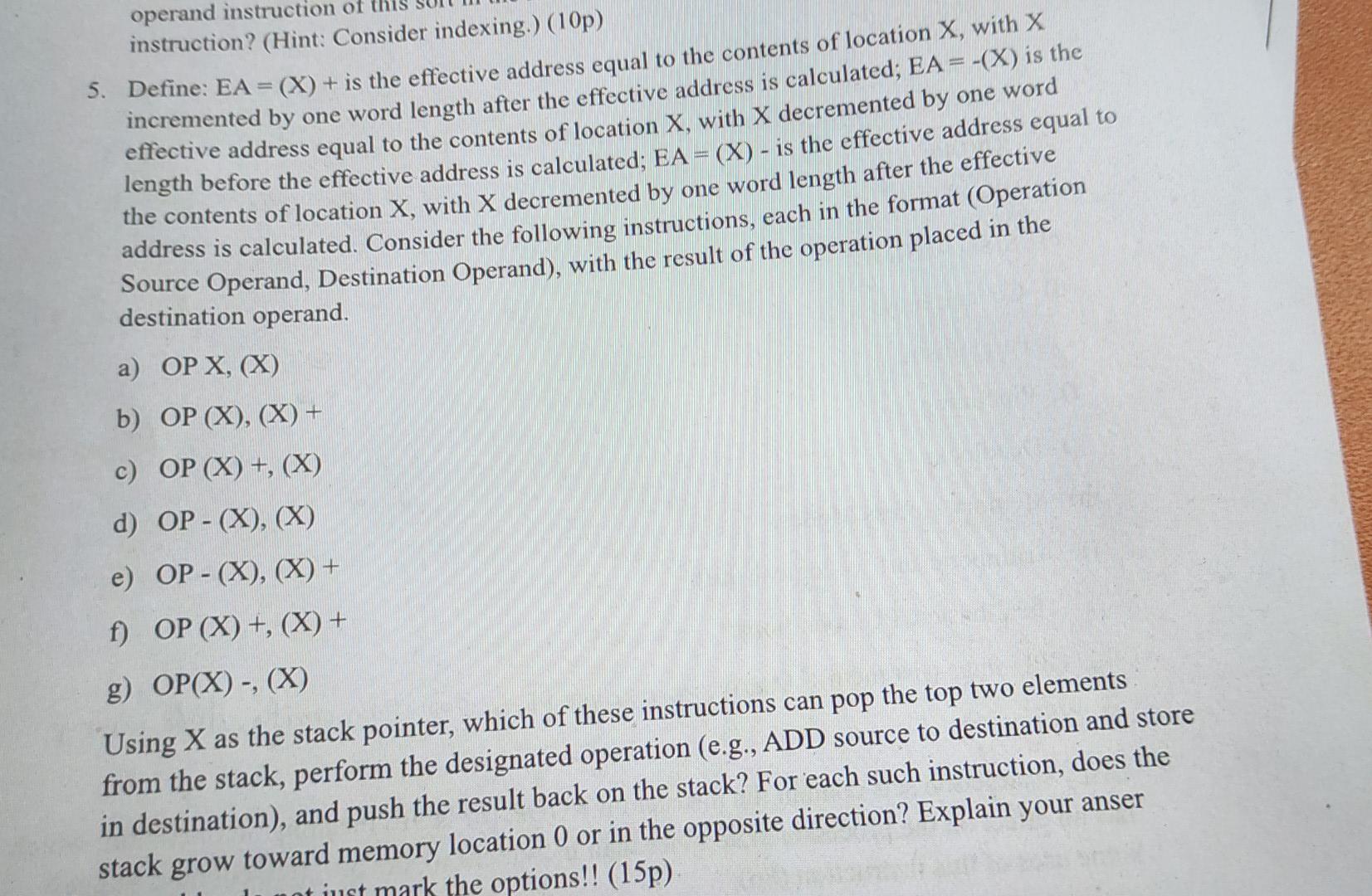 Solved operand instruction of instruction? (Hint: Consider | Chegg.com