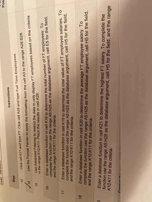 Grader Pos V14 Instructions Step Click cell K11 and | Chegg.com