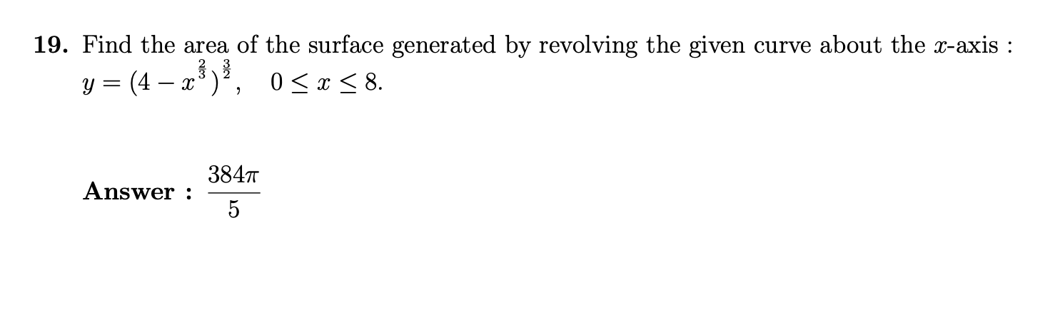 Solved Find the area of the surface generated by revolving | Chegg.com